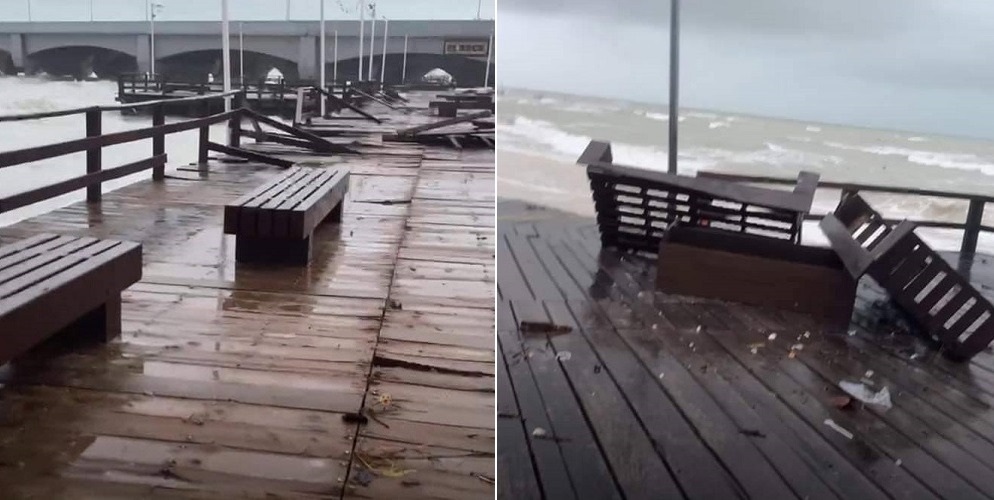 El huracán “Milton” destruye un muelle turístico de madera, en Progreso ...